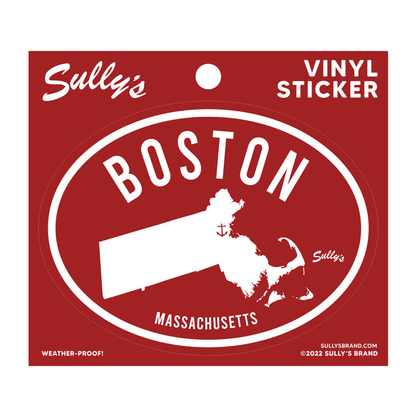 Boston Massachusetts "Commonwealth" Oval Sticker – Sully's Brand
