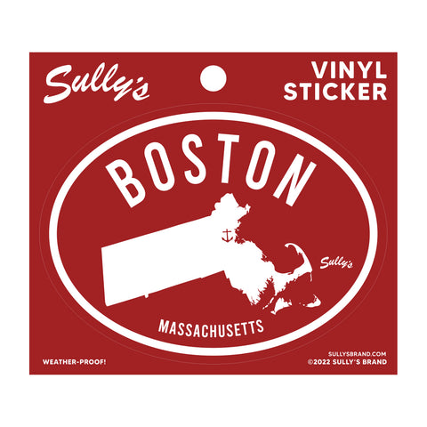 Boston Massachusetts "Commonwealth" Oval Sticker – Sully's Brand